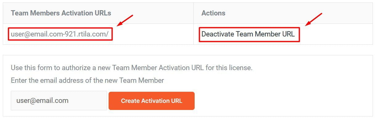 Team Member Activation URL & License | RTILA Web Business Automation