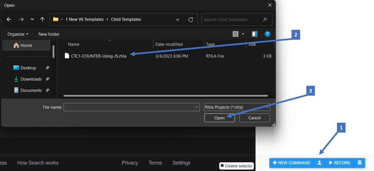 Set a Counter with JavaScript | RTILA Web Business Automation