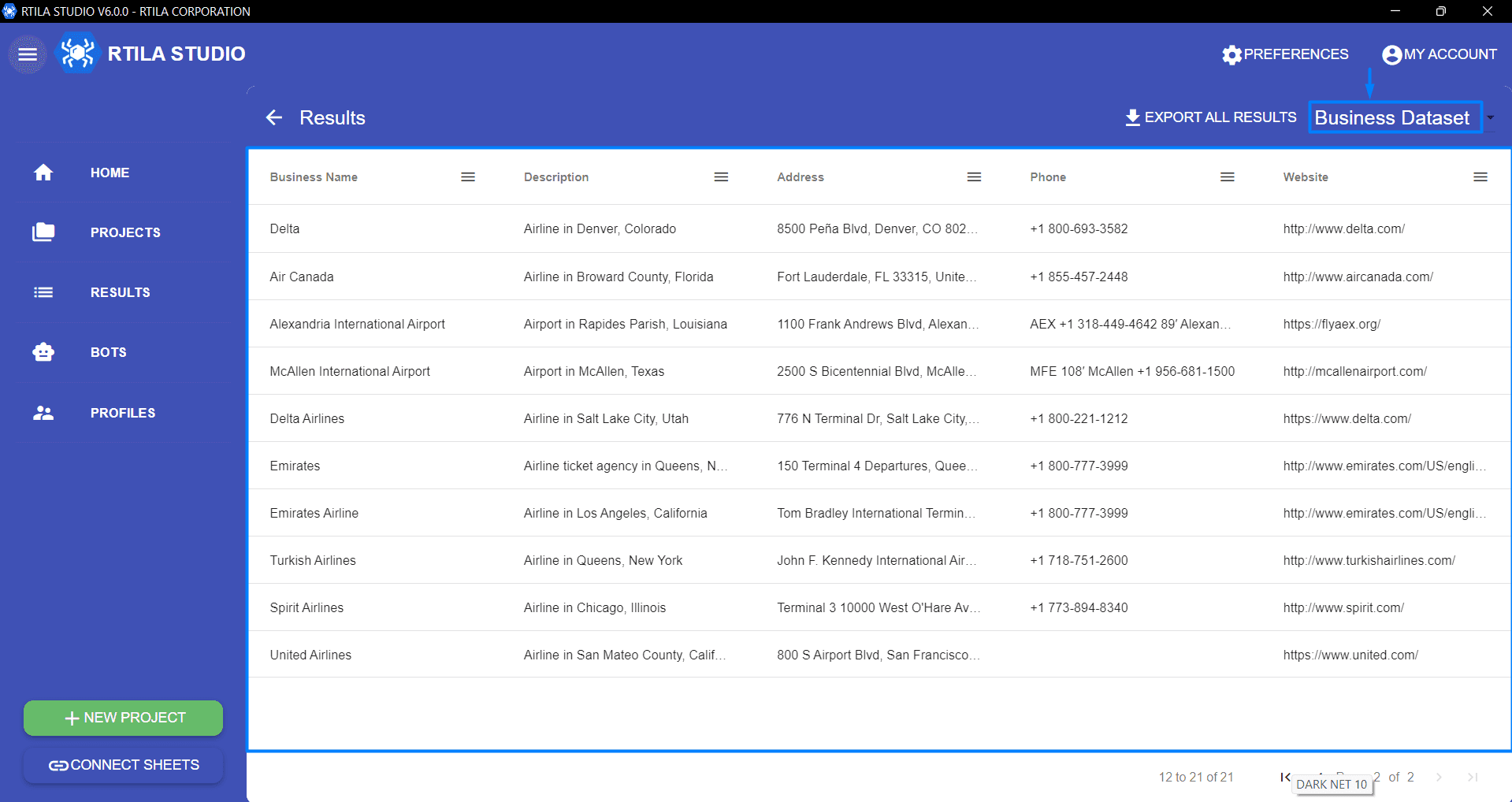 Extract Results Command | RTILA Web Business Automation