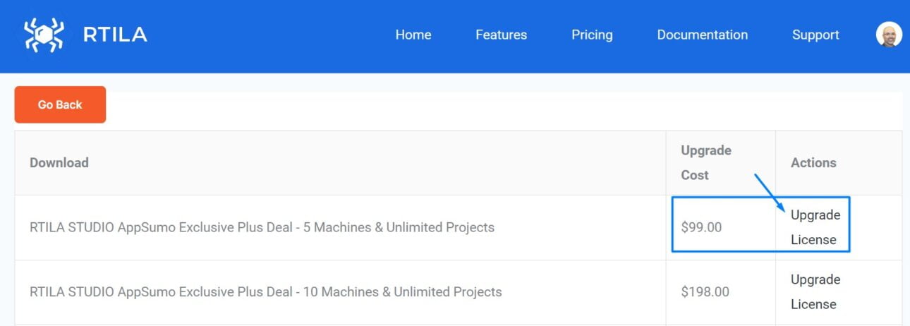 Upgrade a License | RTILA Web Business Automation