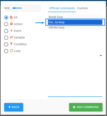Loop For ... To command | RTILA Web Business Automation